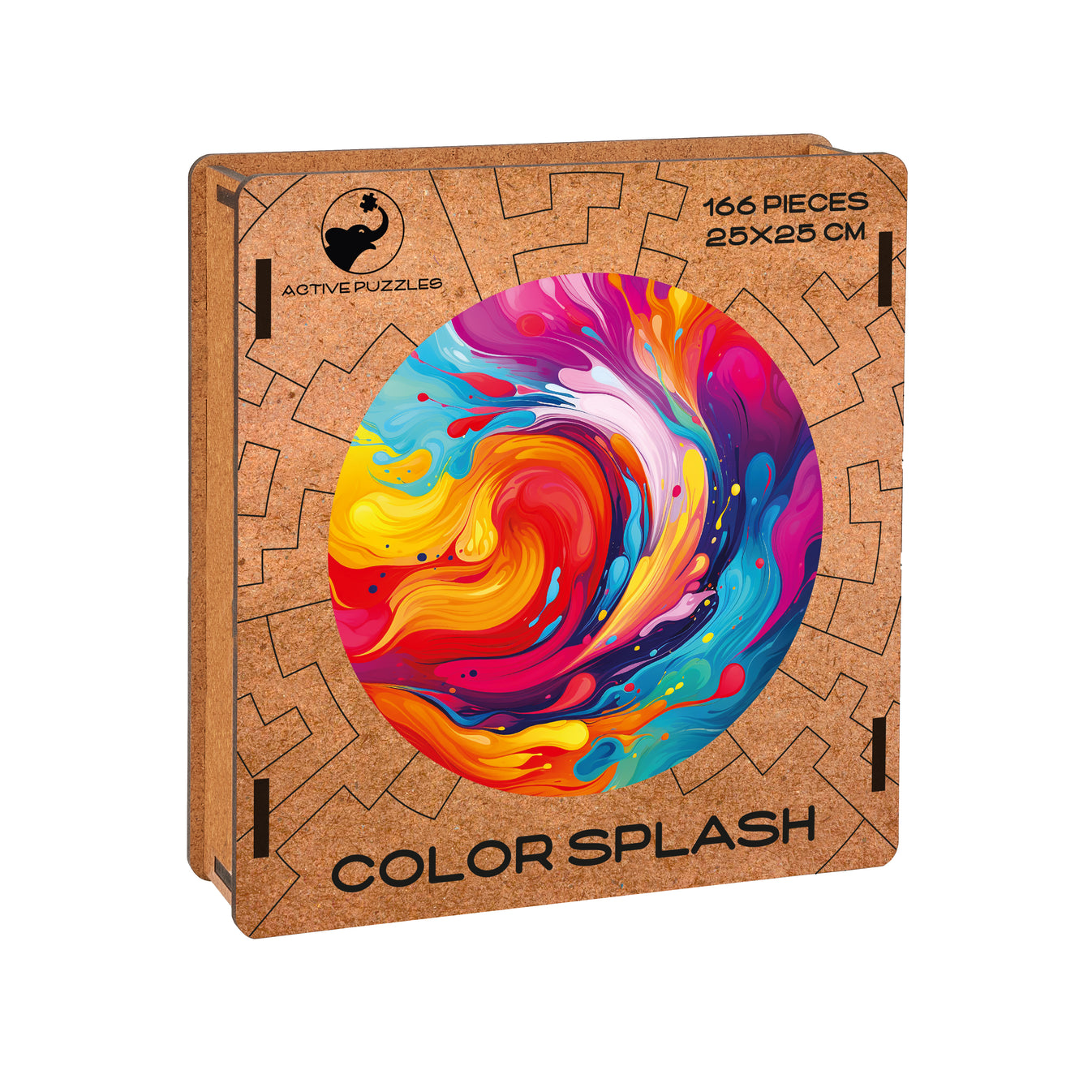 Color Splash Mandala Wooden Jigsaw Puzzle | High Quality – Active Puzzles