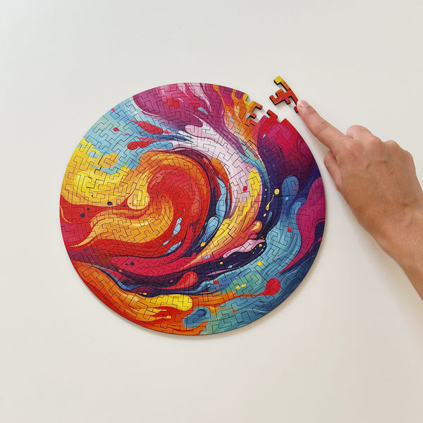Color Splash Mandala Wooden Jigsaw Puzzle | High Quality – Active Puzzles
